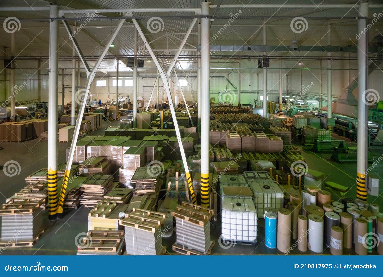 Big Warehouse with Paper Rolls and Printing Material Stock Image ...