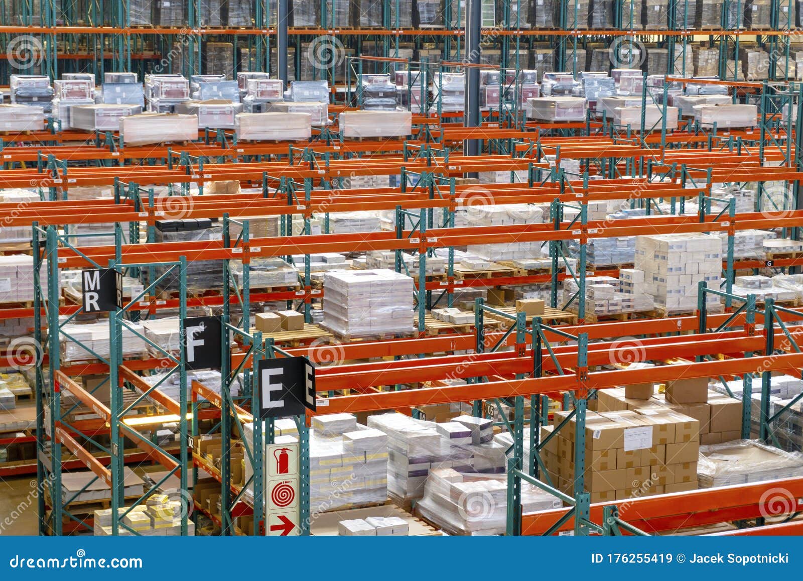 Big Warehouse With Red Racks Full Of Boxes Stock Image | CartoonDealer ...