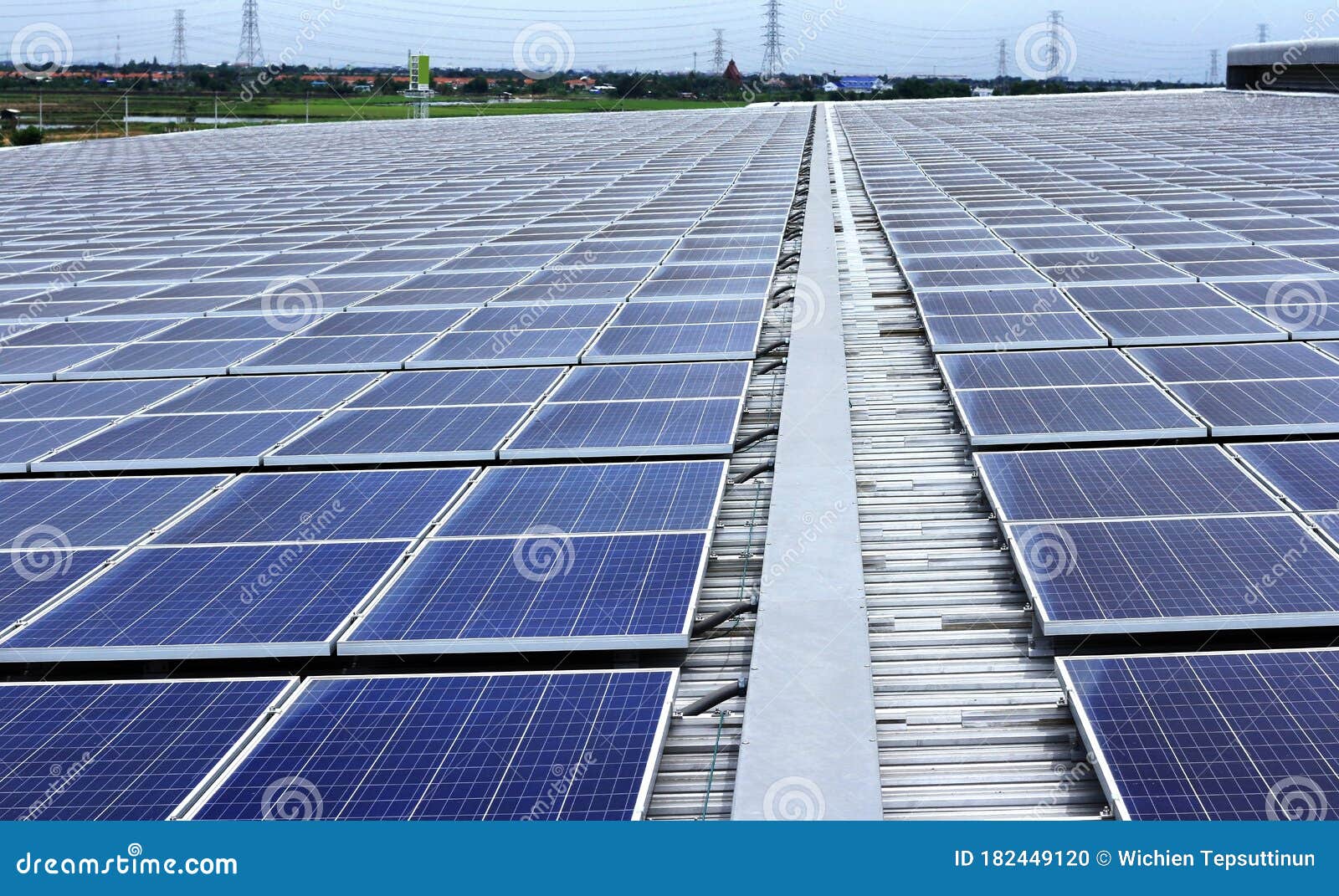 Big Warehouse Roof Covered with Solar Panels Stock Photo - Image of ...