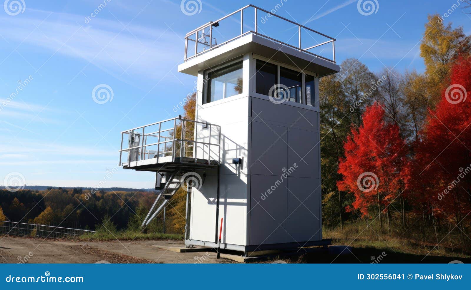 Big Watchtower on Border. Security of Prison, Military Base Stock Image ...