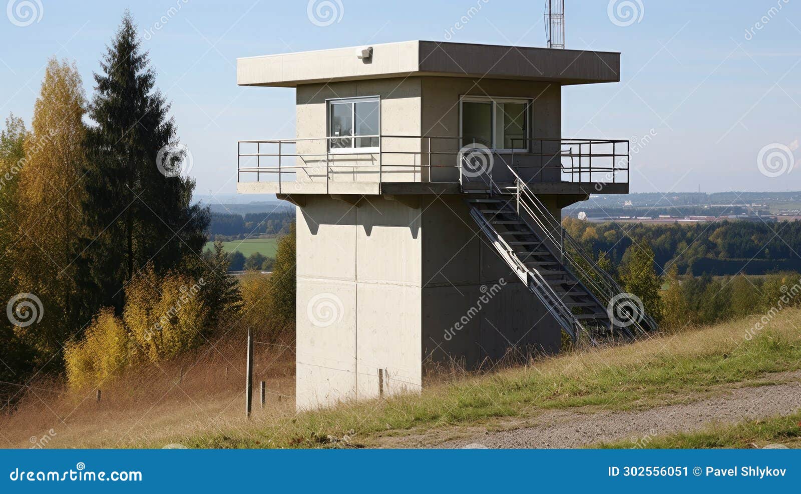 Big Watchtower on Border. Security of Prison, Military Base Stock Image ...