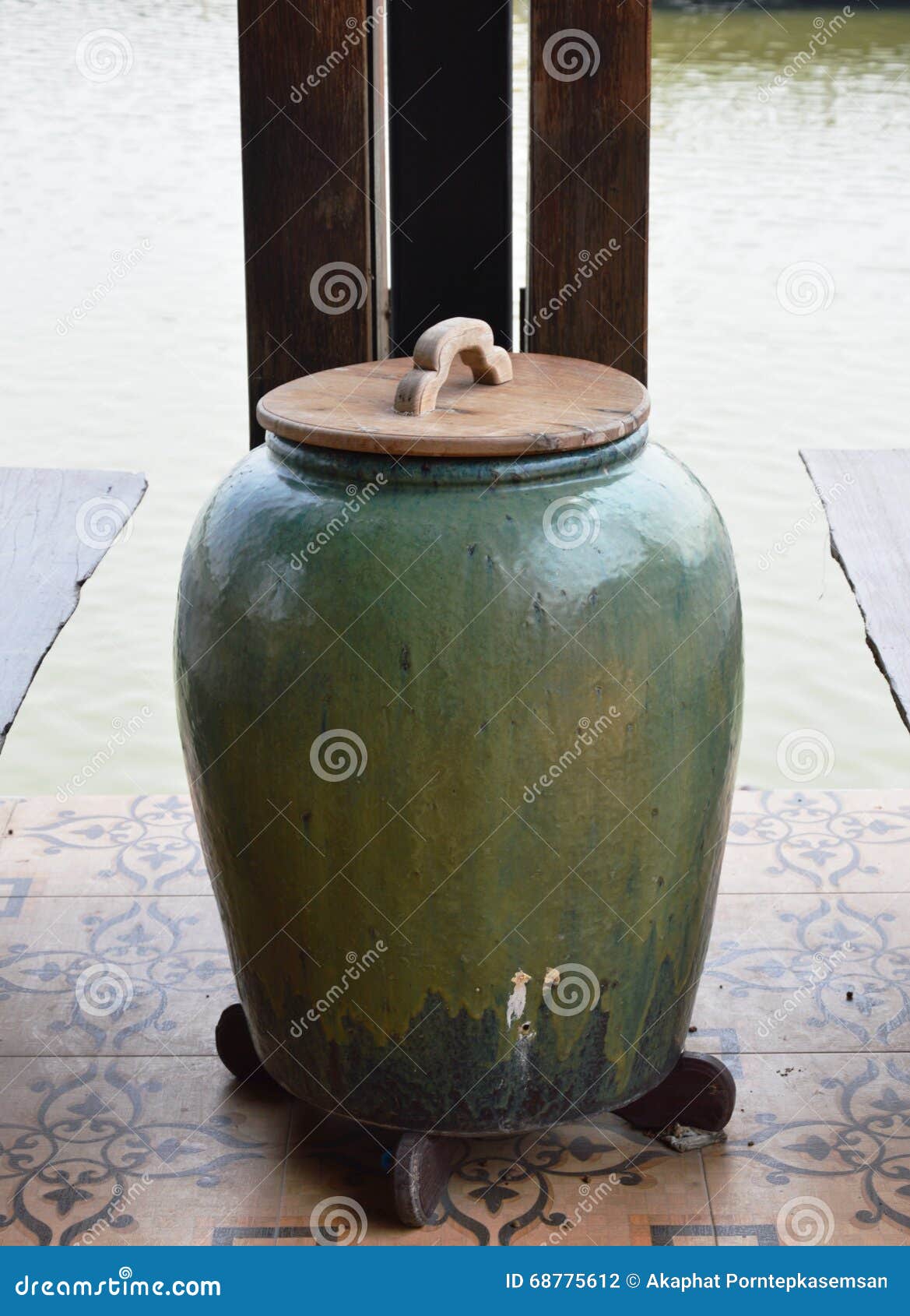 Big Water Jar in Thai Traditional Home Stock Photo - Image of pottery ...
