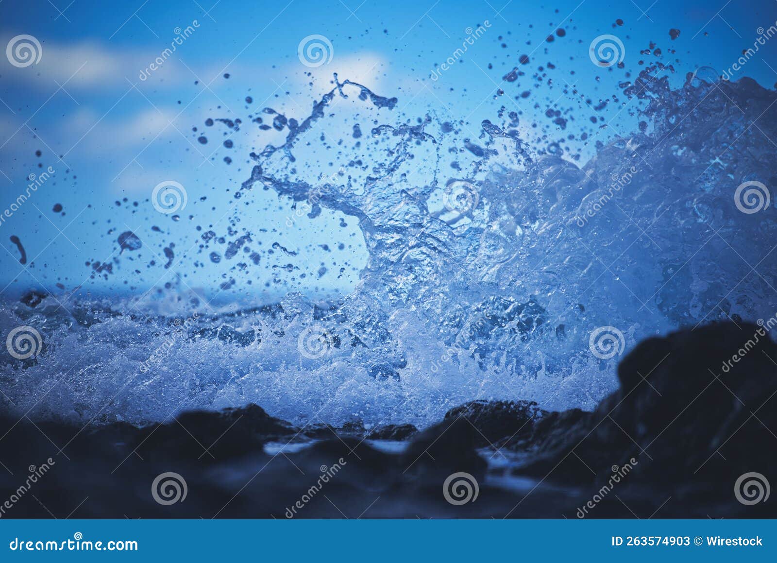 Big Water Splash on the Background of a Blue Sky Stock Image - Image of ...