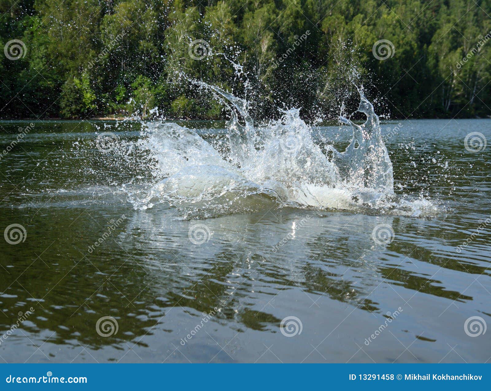 Big water splash in lake stock photo. Image of plunge - 13291458