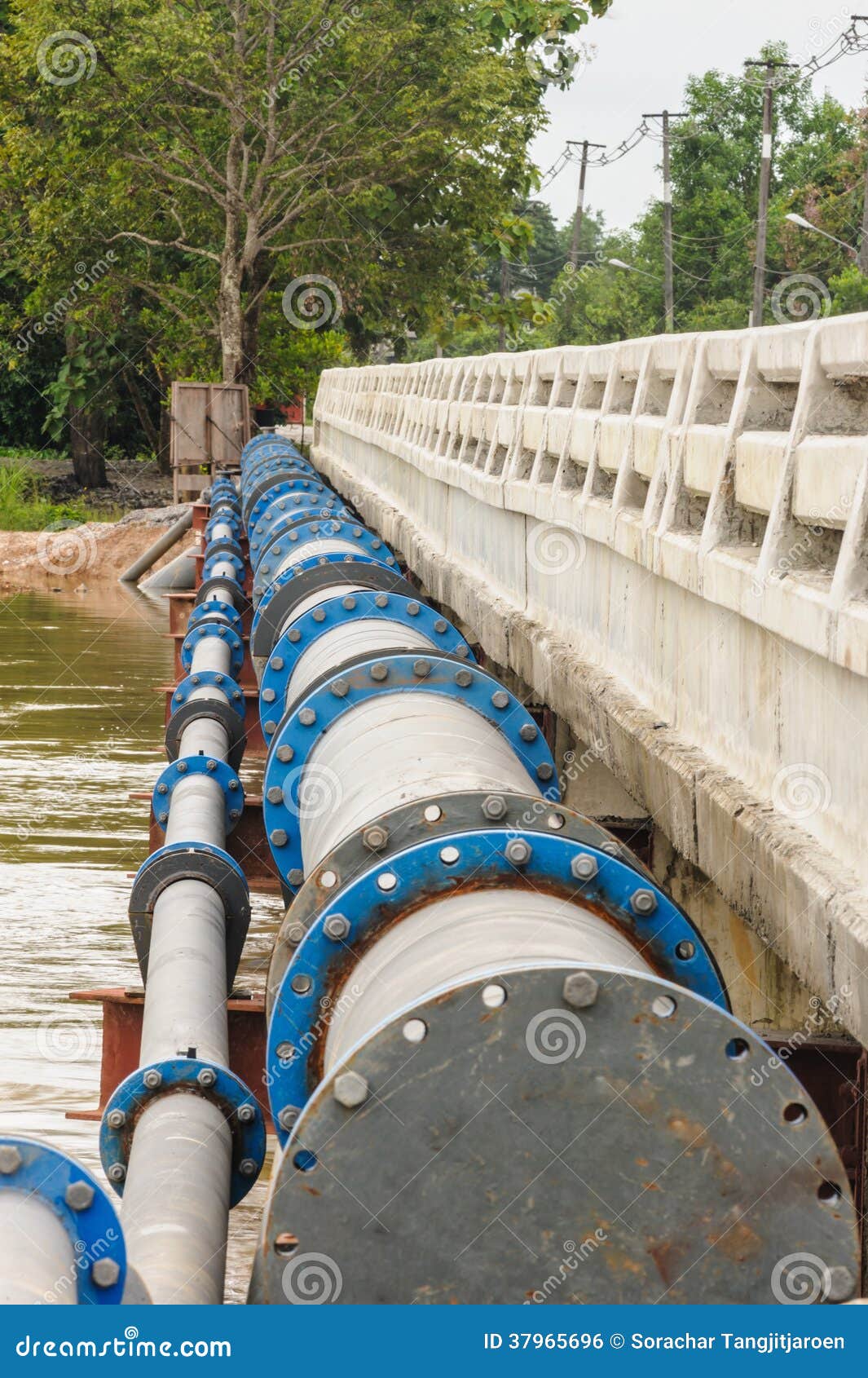 A Big Water Supply Main Pipeline. Stock Photo - Image of curve, line ...