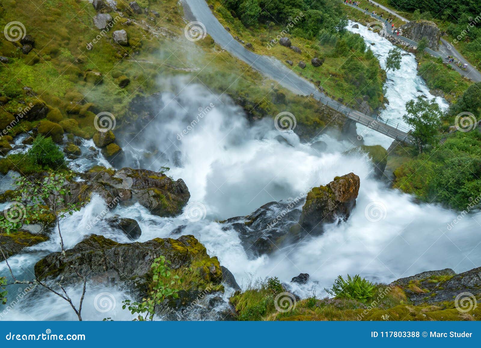 Big waterfall from above stock photo. Image of detail - 117803388