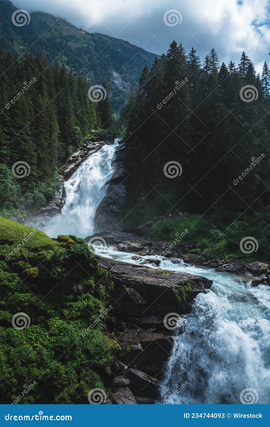 Big Waterfall in the Austrian Alps. Stock Image - Image of nature ...