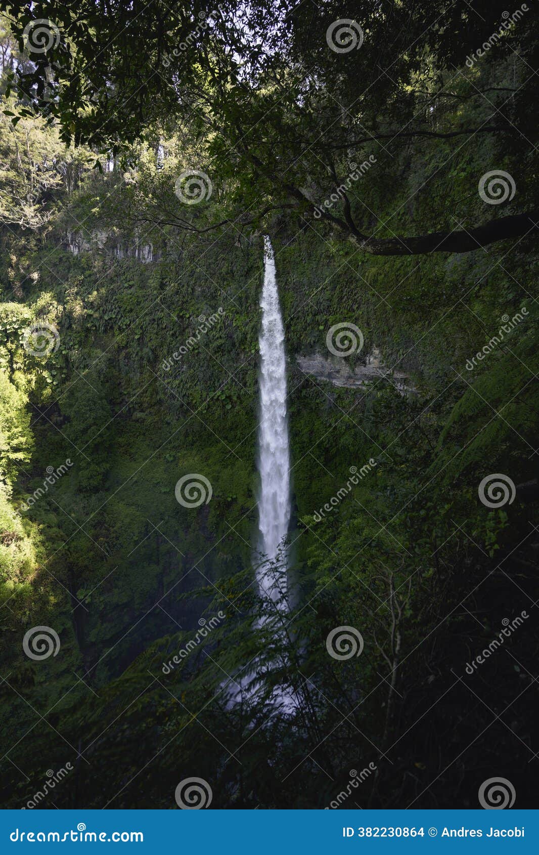 Waterfall Falling Streams From Mountain Top With Reflection From ...