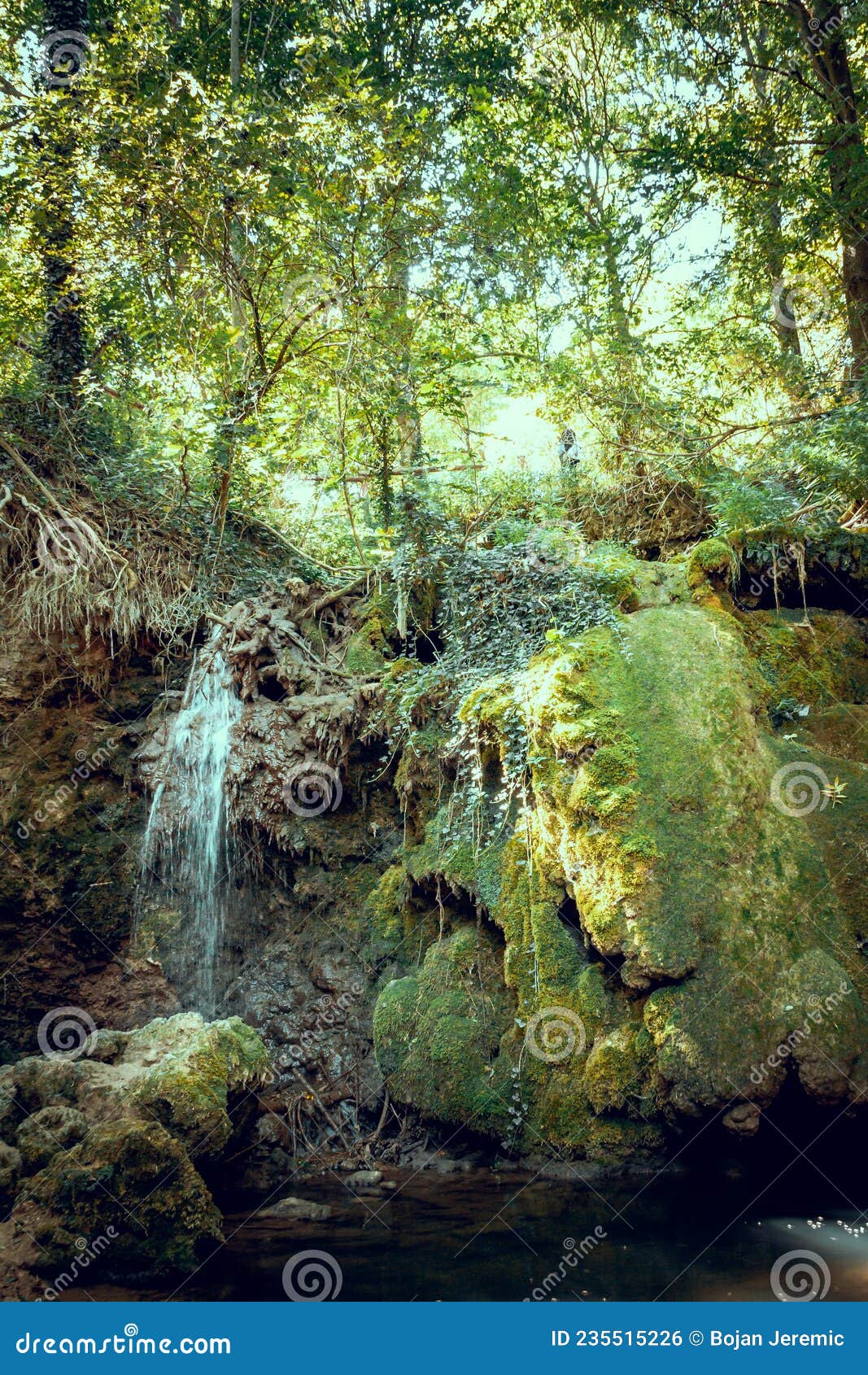 A Big Waterfall in the Forest. Stock Photo - Image of meditation ...