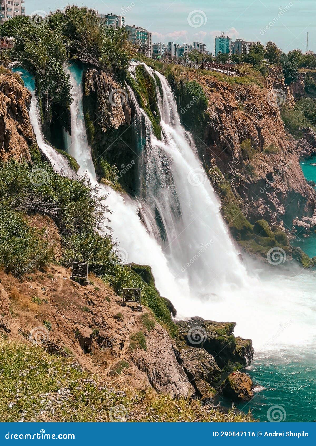 Big Waterfall from the Mountain in Nature Stock Photo - Image of valley ...