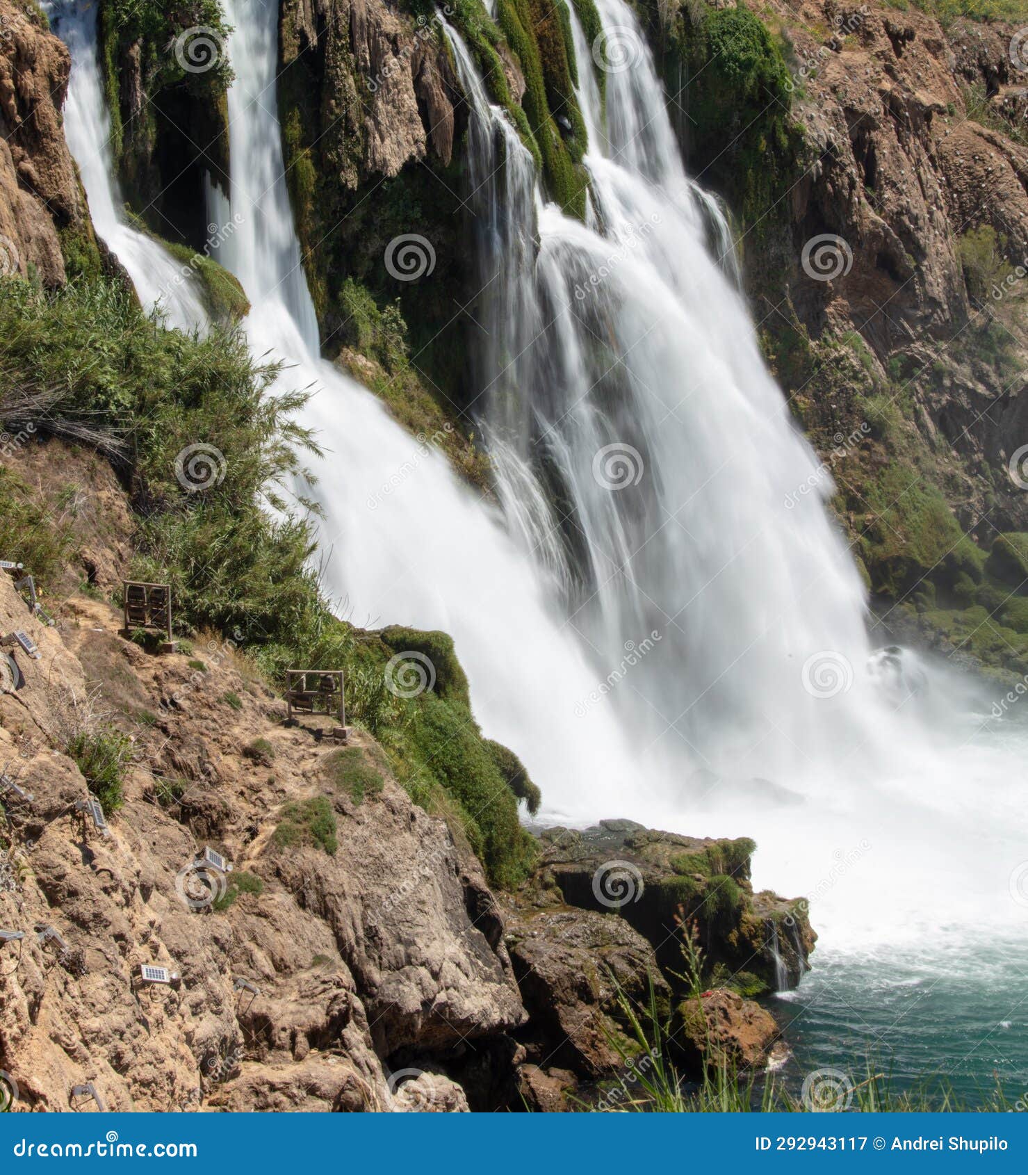 Big Waterfall from the Mountain in Nature Stock Image - Image of summer ...