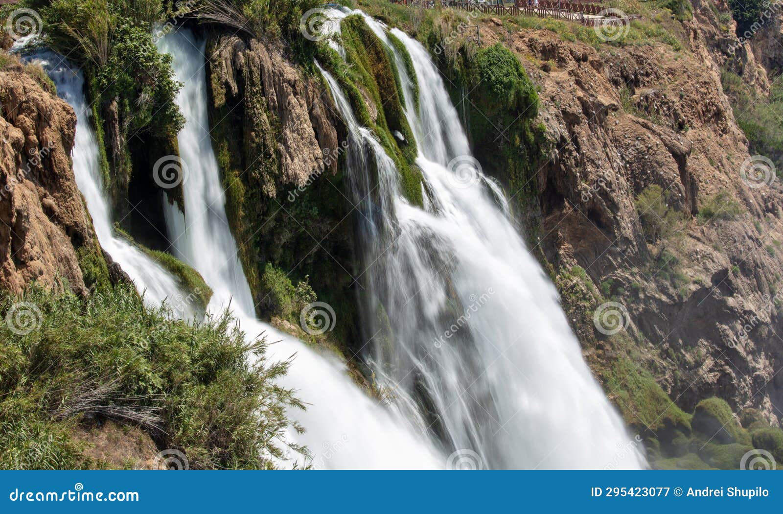 Big Waterfall from the Mountain in Nature Stock Image - Image of green ...