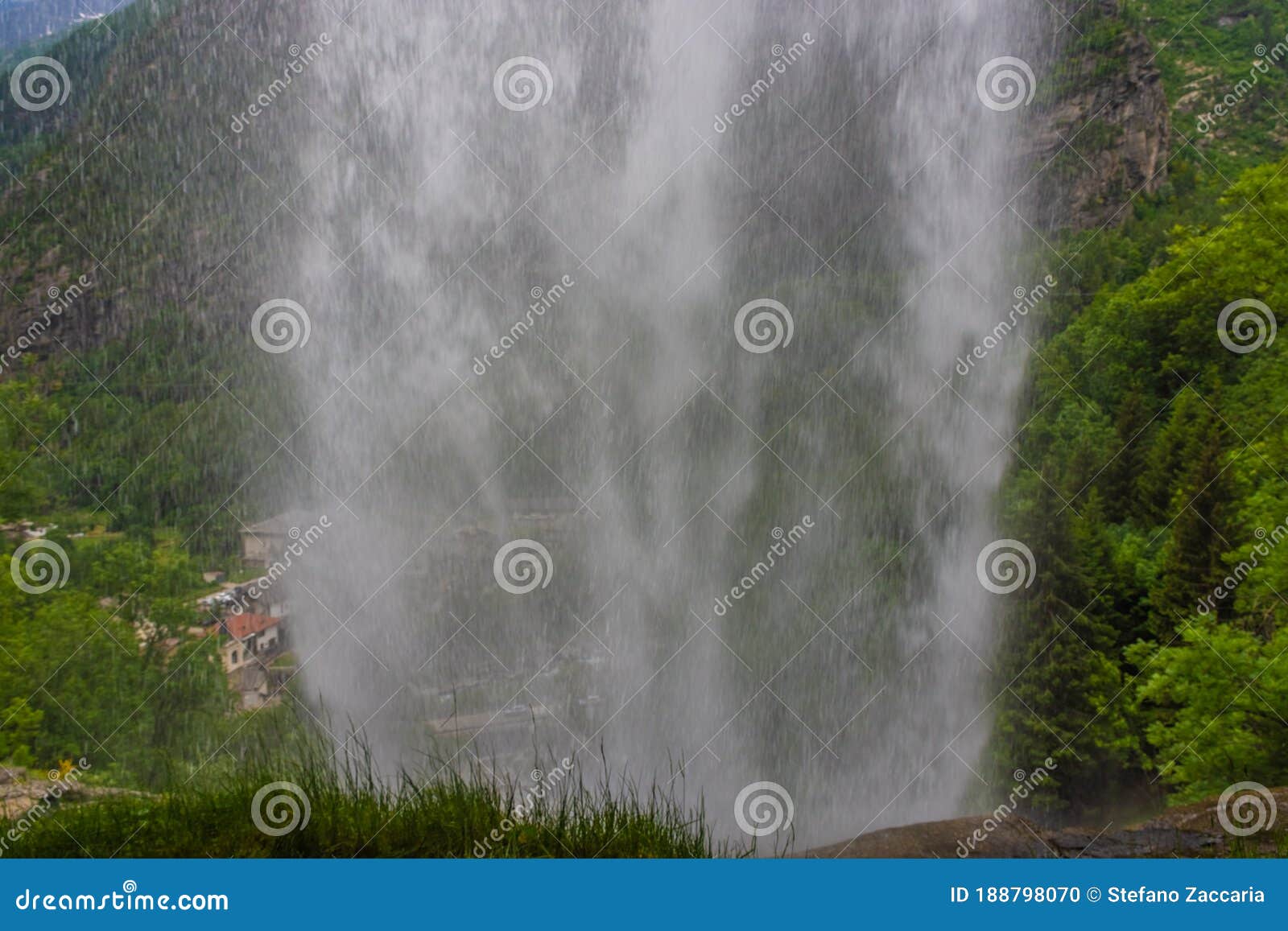 The Big Waterfall of Noasca, Piedmont in Italy Stock Photo - Image of ...