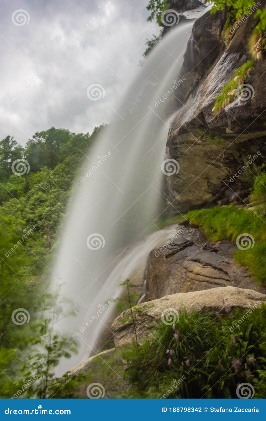 The Big Waterfall of Noasca, Piedmont in Italy Stock Photo - Image of ...