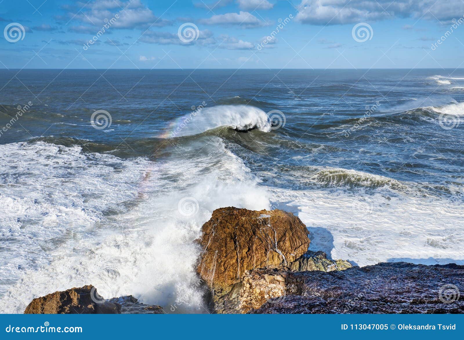 Big Wave Breaking in Nazare, Portugal. Stock Image - Image of tide ...
