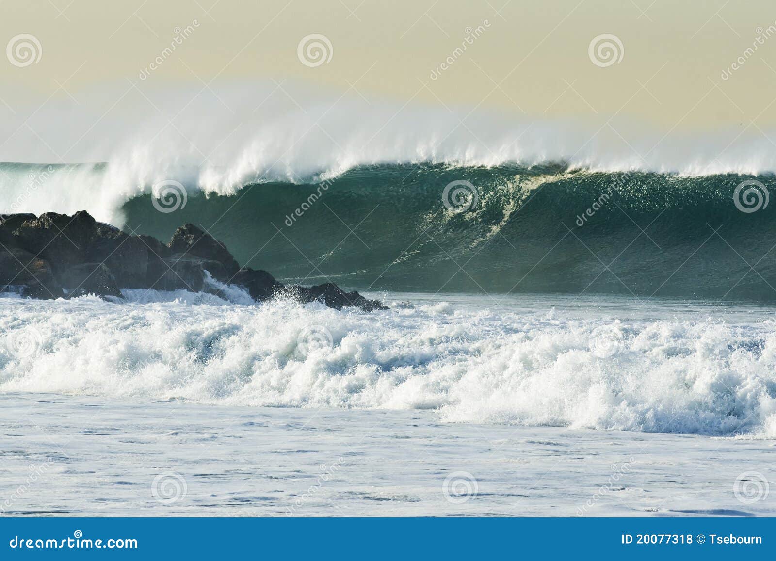 Big Wave Breaking Outside the El Port Jetty Stock Photo - Image of ...