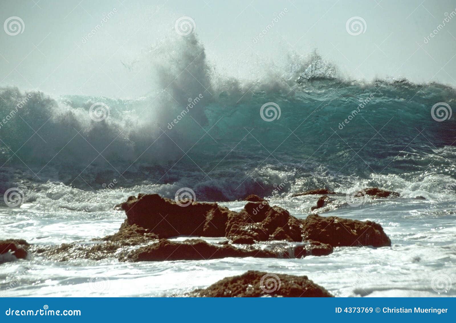 Big wave crushing stock image. Image of power, blue, ocean - 4373769