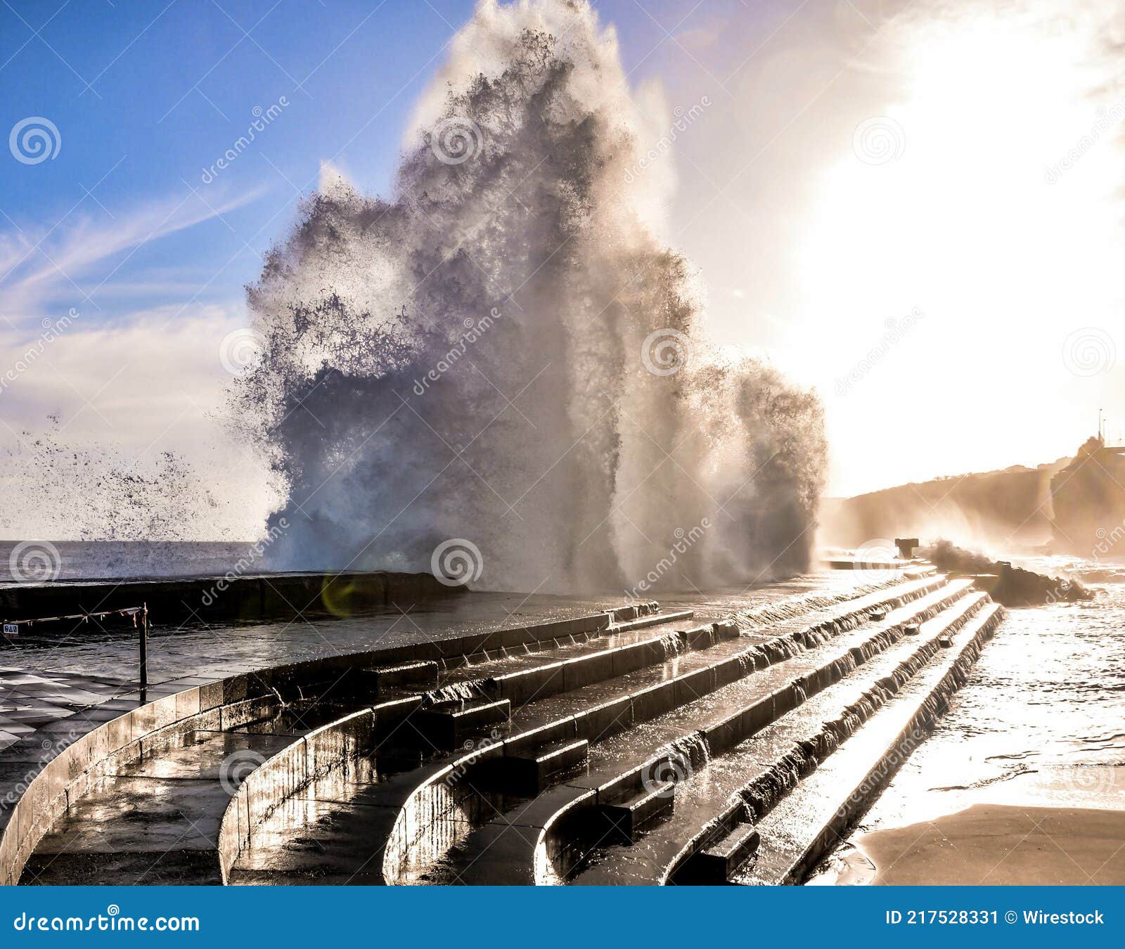 Big Wave at the Dam in the Ocean Stock Image - Image of summer, waves ...