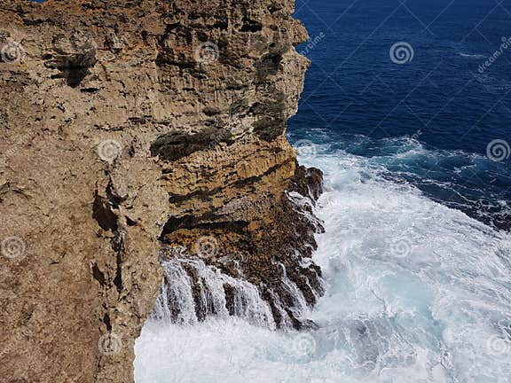 Big wave hit the cliff stock photo. Image of edge, wave - 263002614
