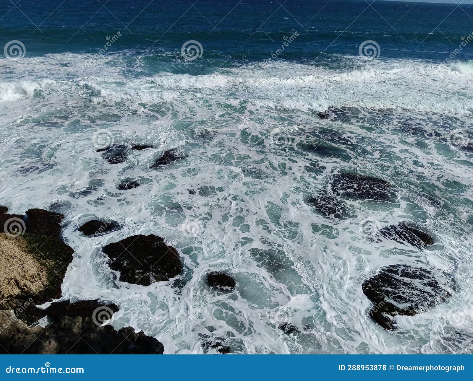 A Big Wave in the Ocean Hit the Rocks Stock Photo - Image of rocks ...