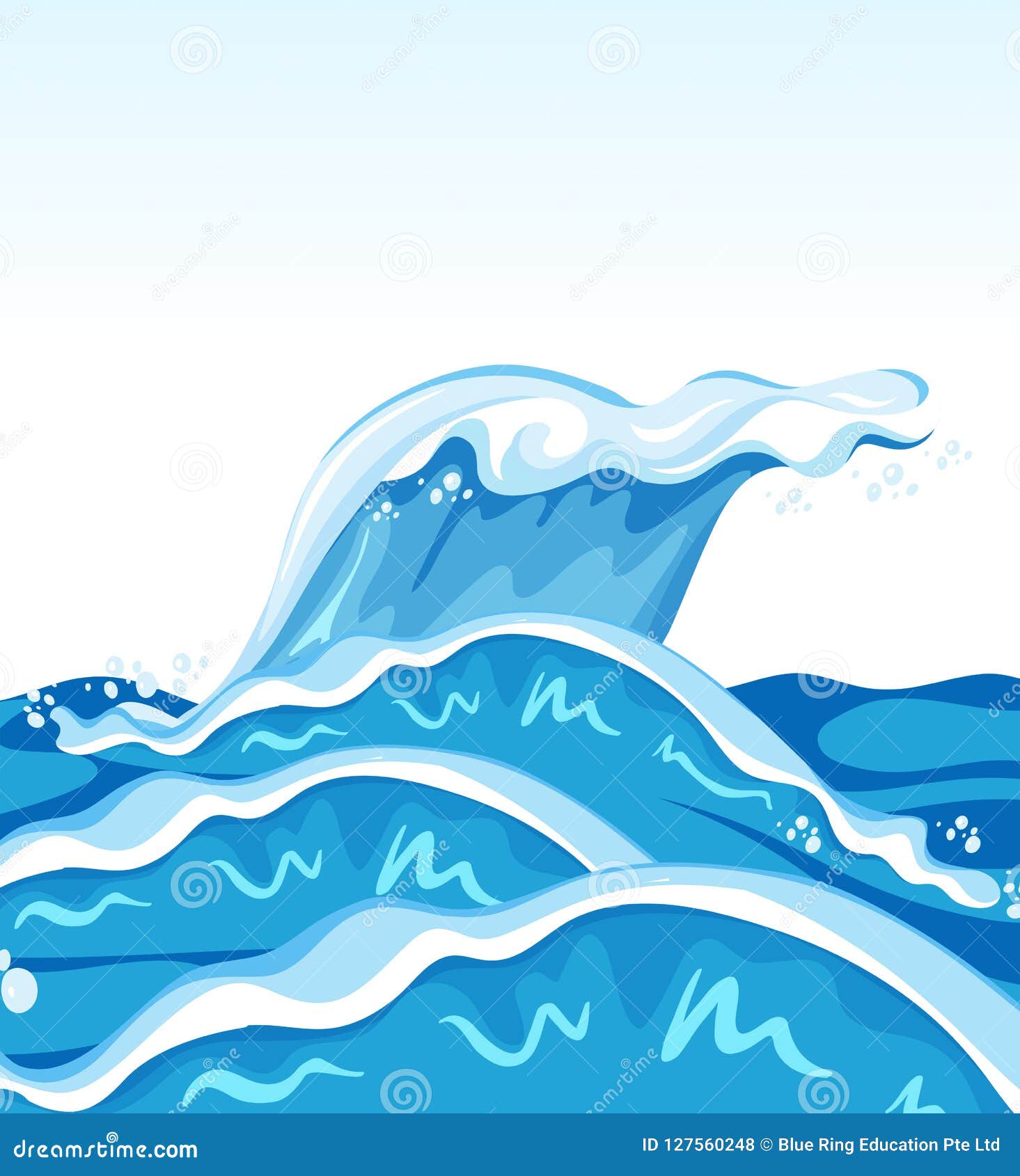 Big wave in the ocean stock vector. Illustration of graphic - 127560248