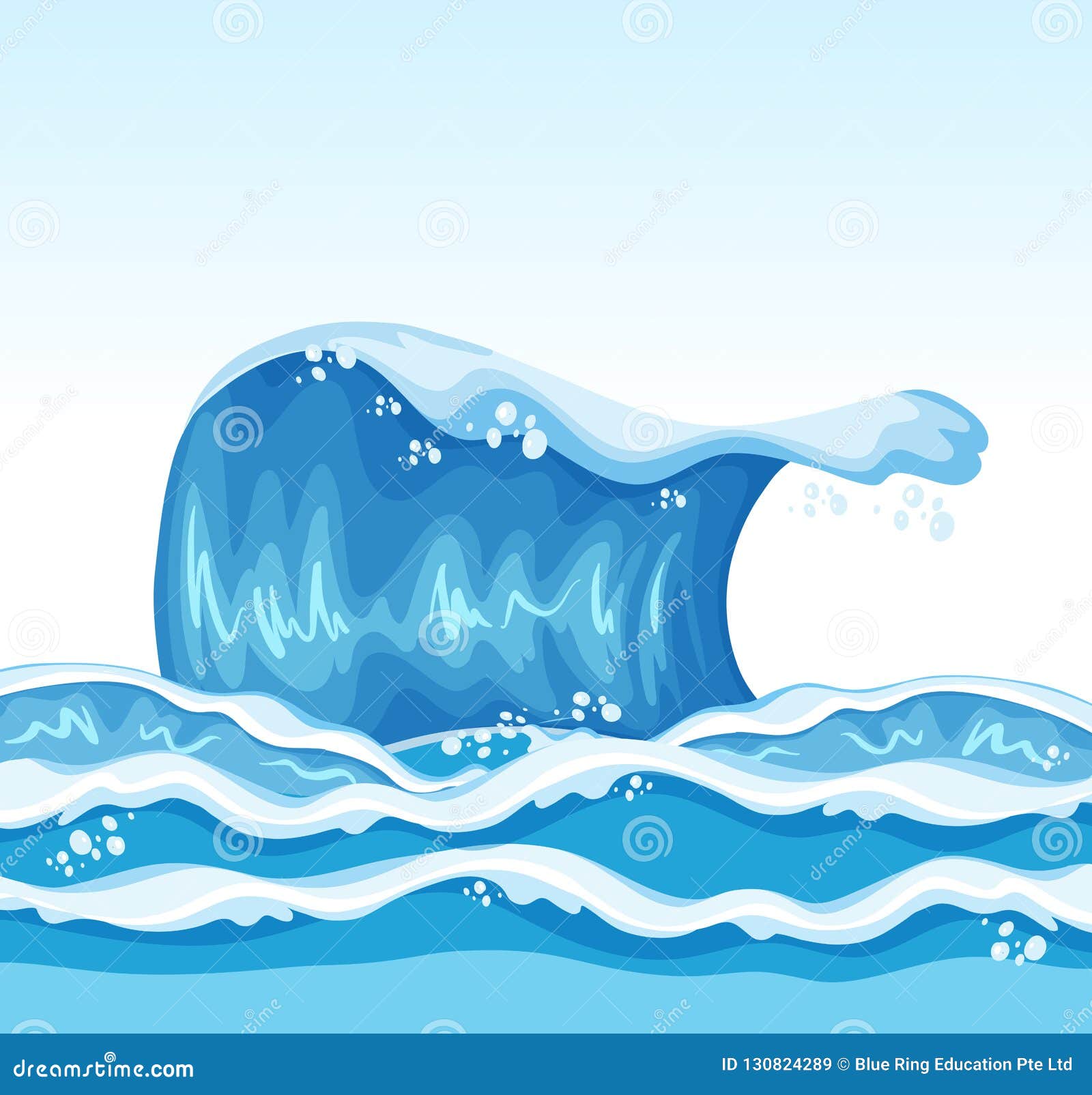 Big wave in the ocean stock vector. Illustration of waves - 130824289
