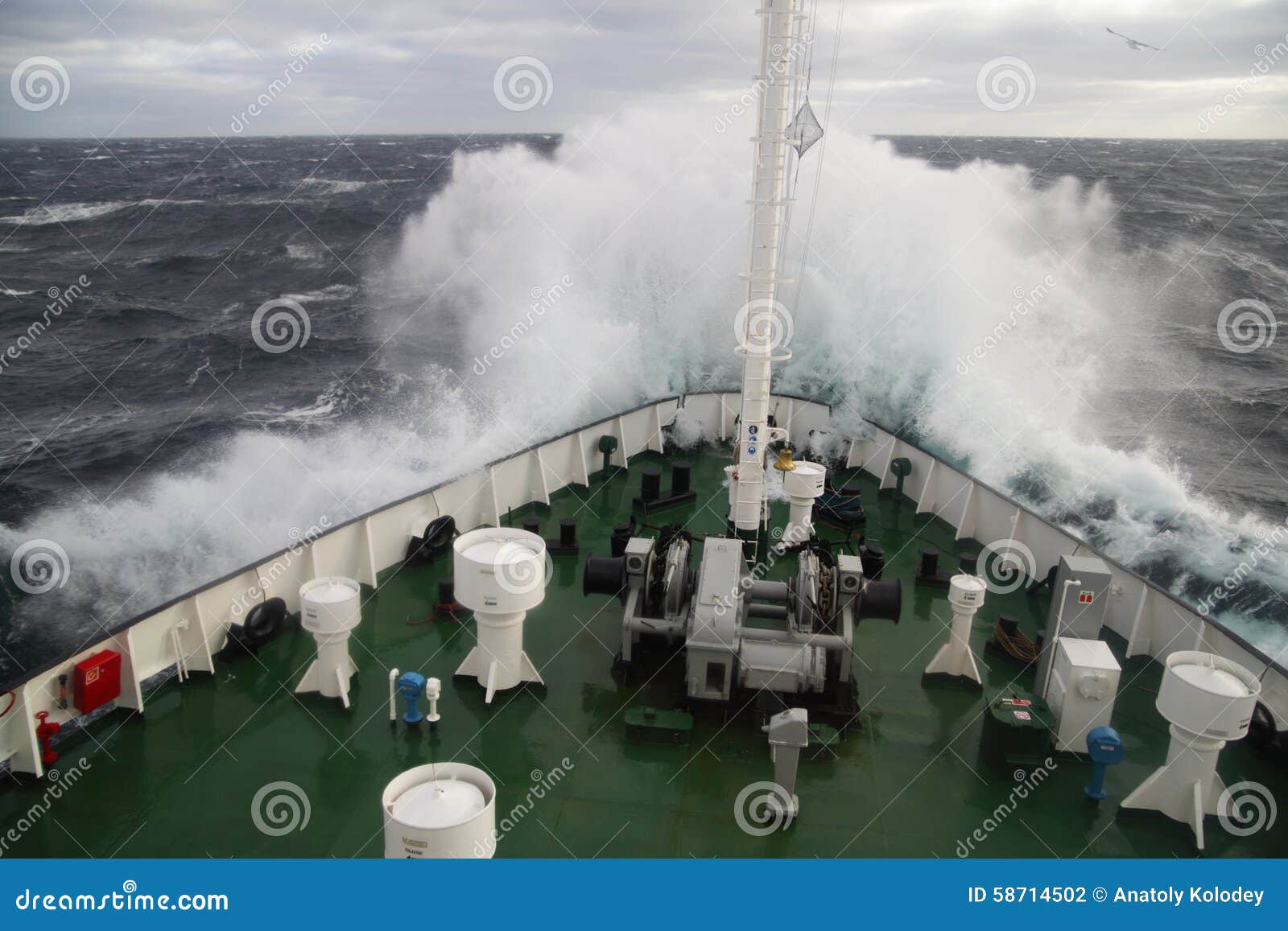Big Wave Rolling Over the Ship Stock Photo - Image of marine, pitching ...