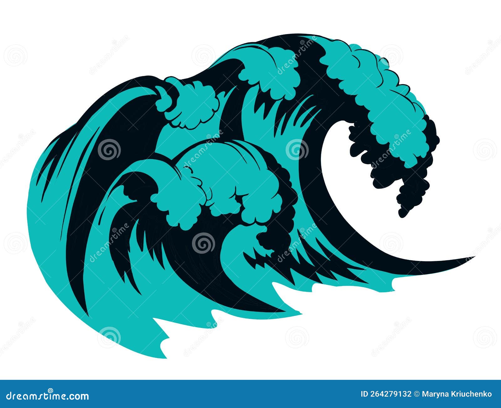 A Big Wave. Vector Tsunami Drawing Stock Vector - Illustration of ...