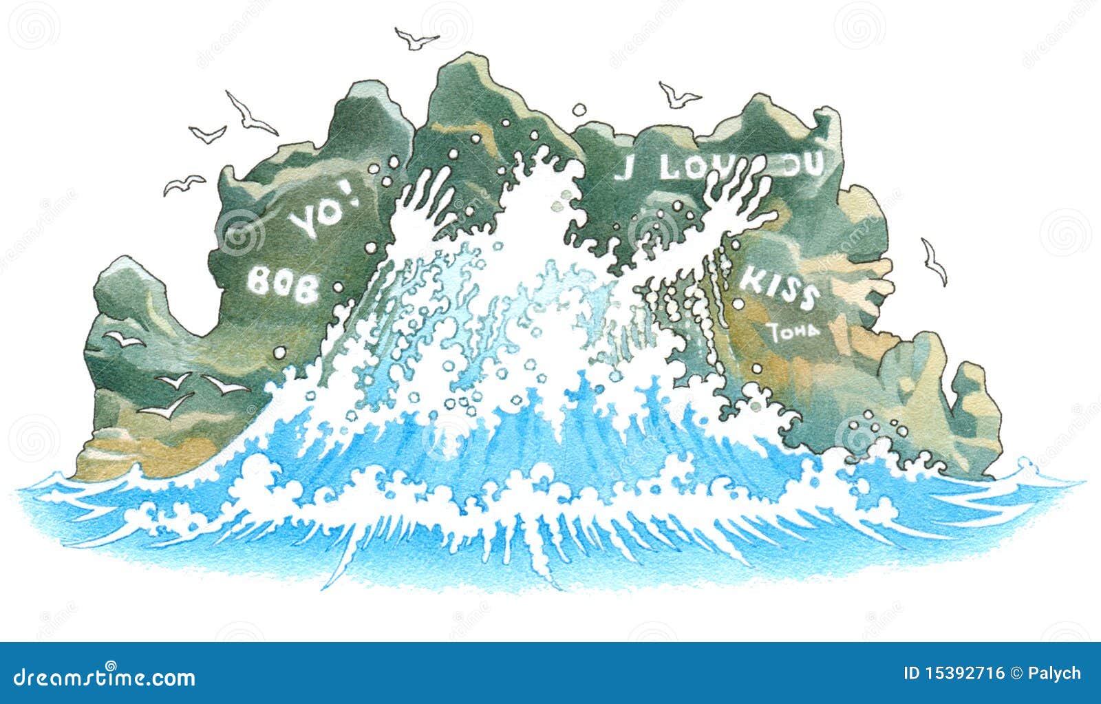 The big waves stock illustration. Illustration of hurricane - 15392716