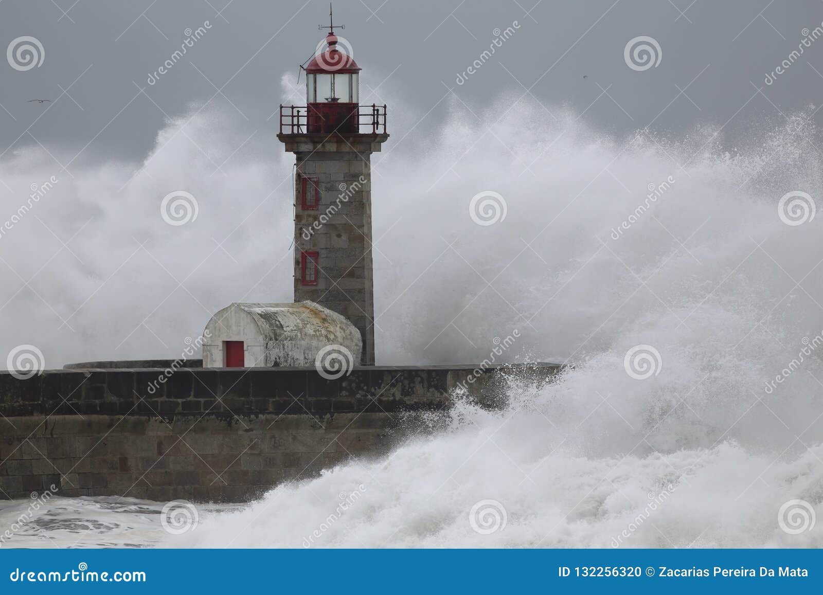 Big Waves Over Old Lighthouse Stock Photo - Image of energy, cyclone ...