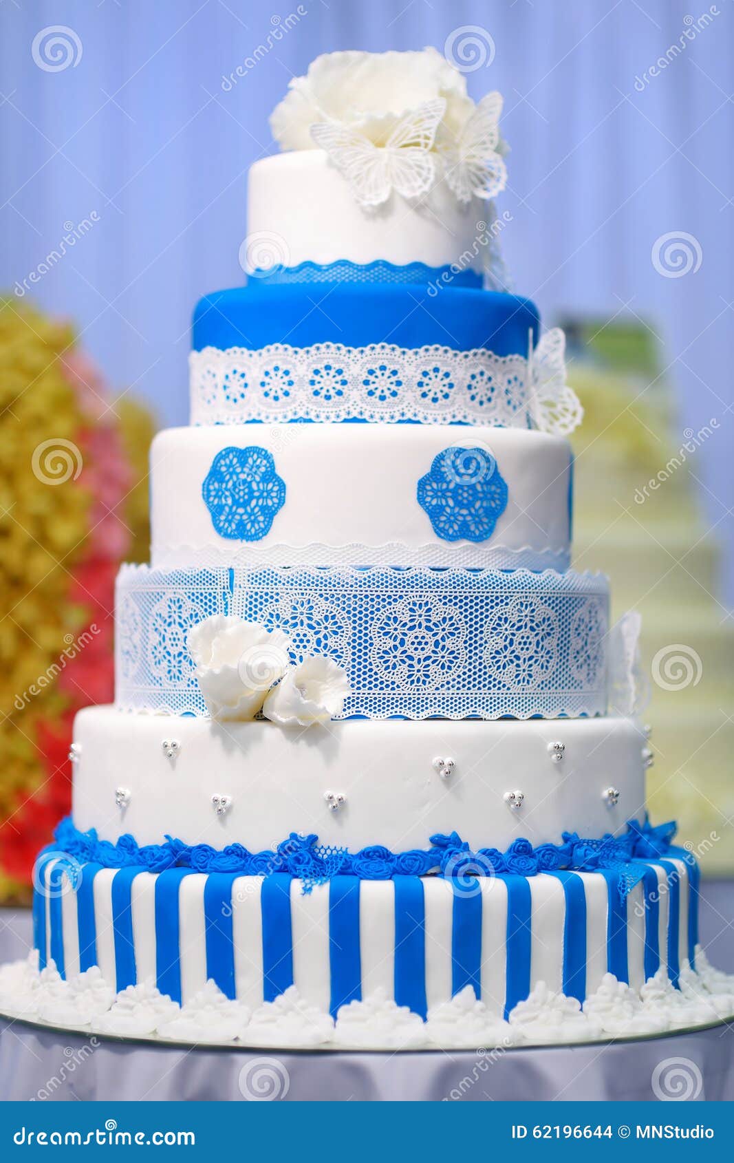 Big Wedding Cake Decorated with Flowers Stock Photo - Image of meal ...
