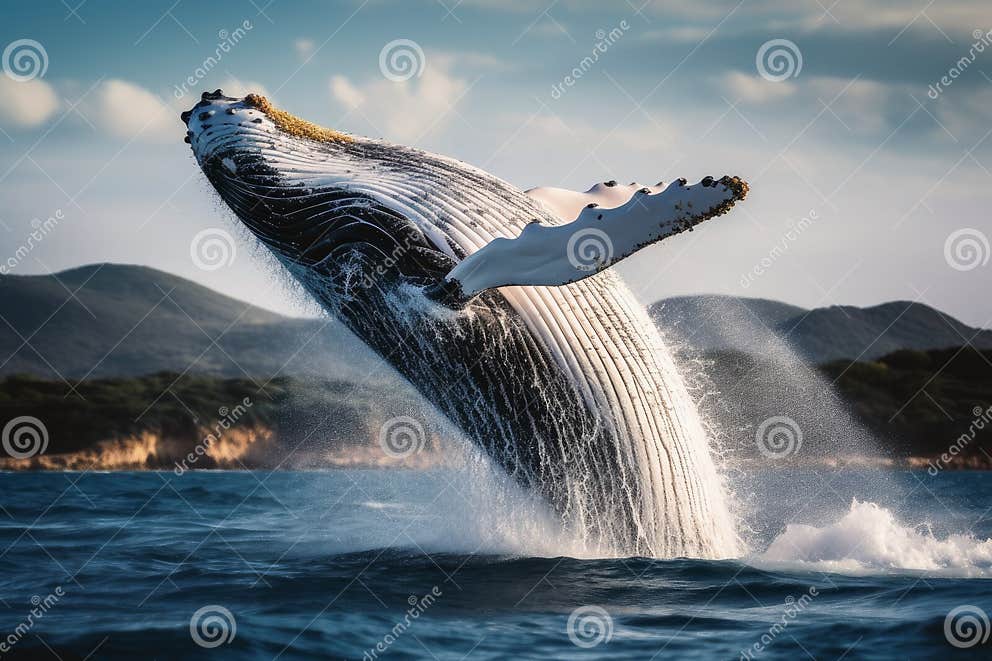 A Big Whale Jumping Half Out of the Water Stock Photo - Image of travel ...