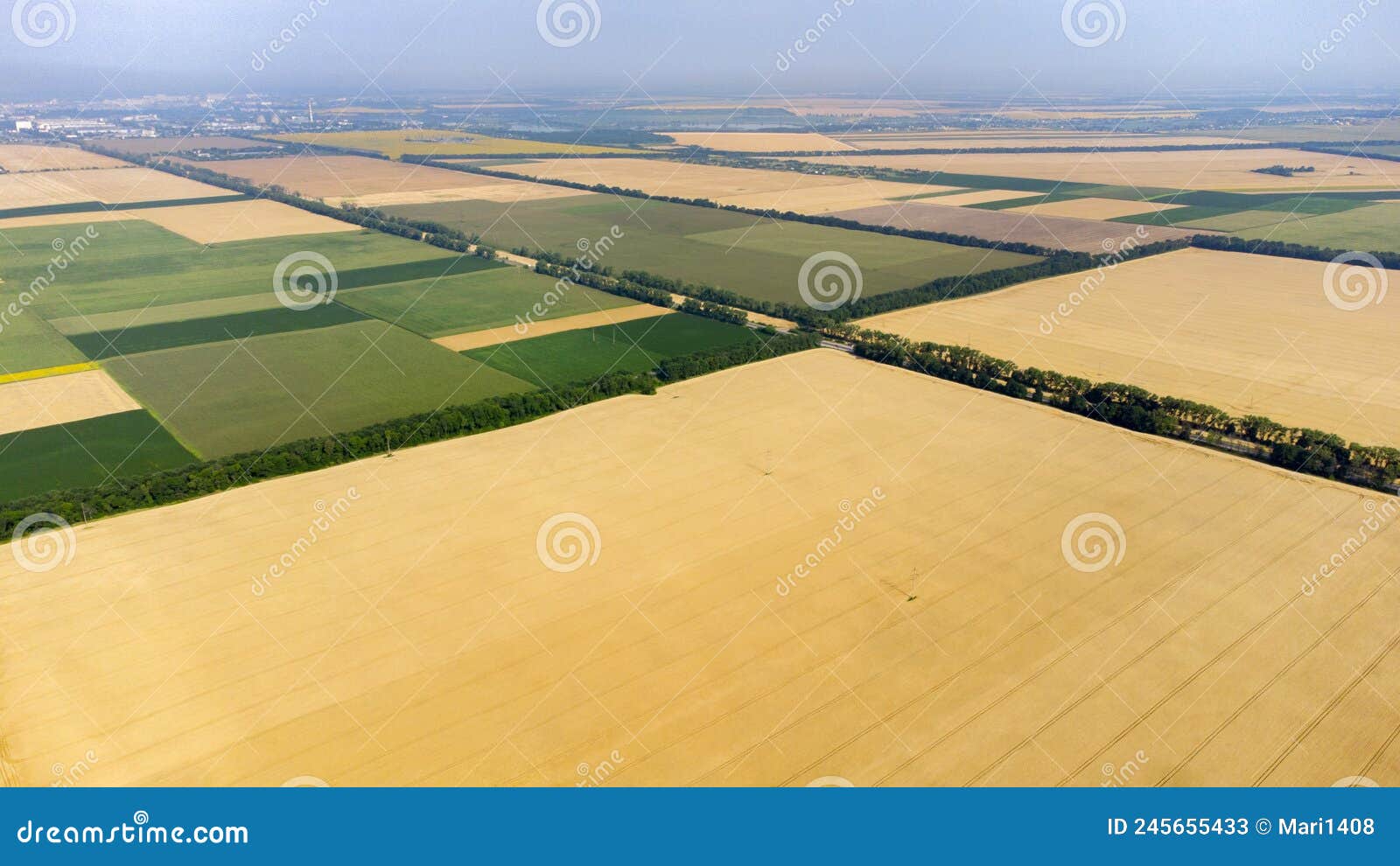 Big Wheat Field. Different Agricultural Fields. Panoramic Top View ...