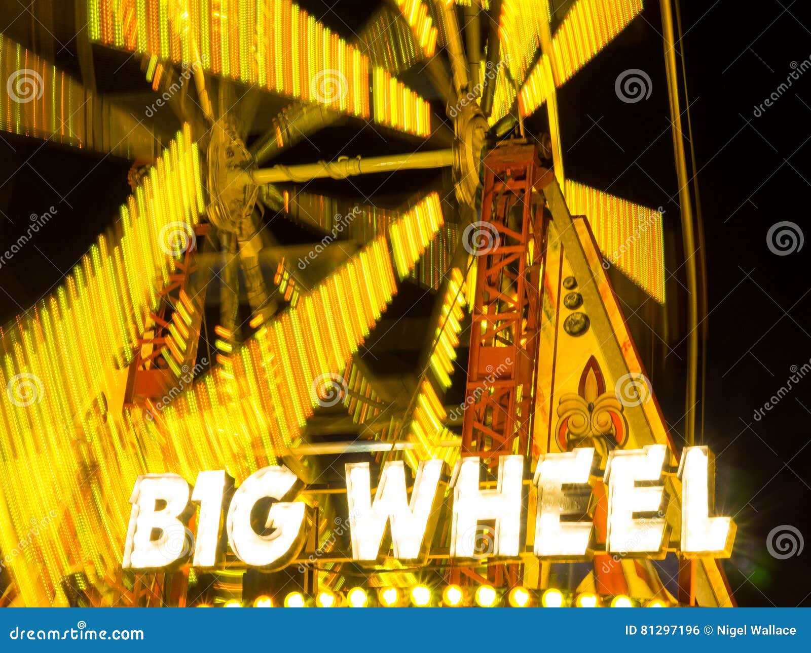 Big Wheel fairground stock photo. Image of nighttime - 81297196