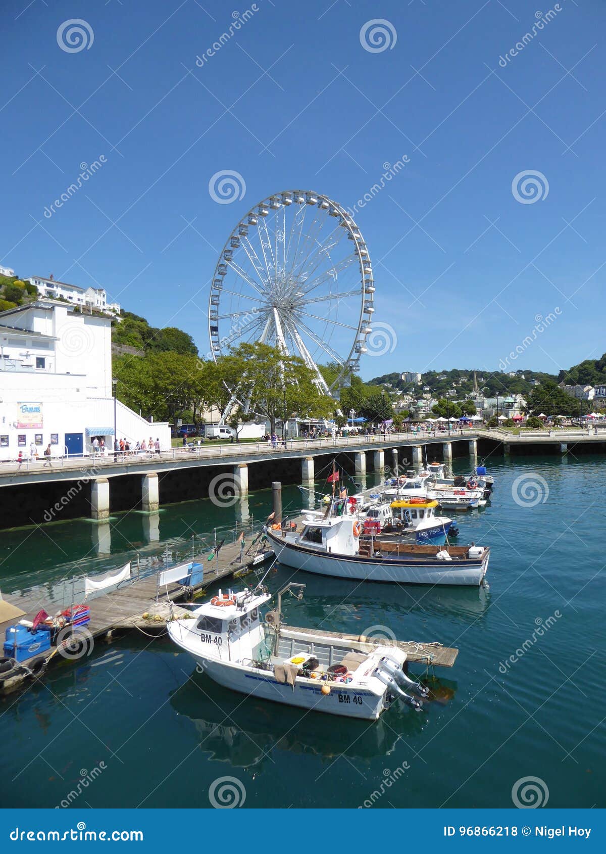 Big wheel and harbour editorial stock photo. Image of summer - 96866218