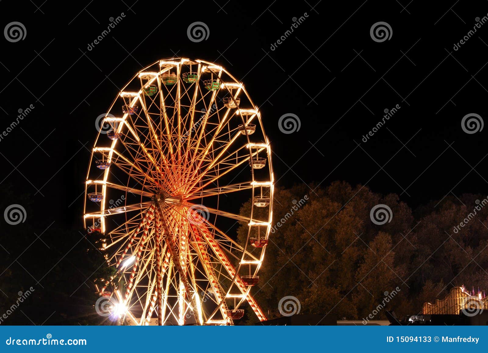 Big wheel at night stock image. Image of round, fairground - 15094133