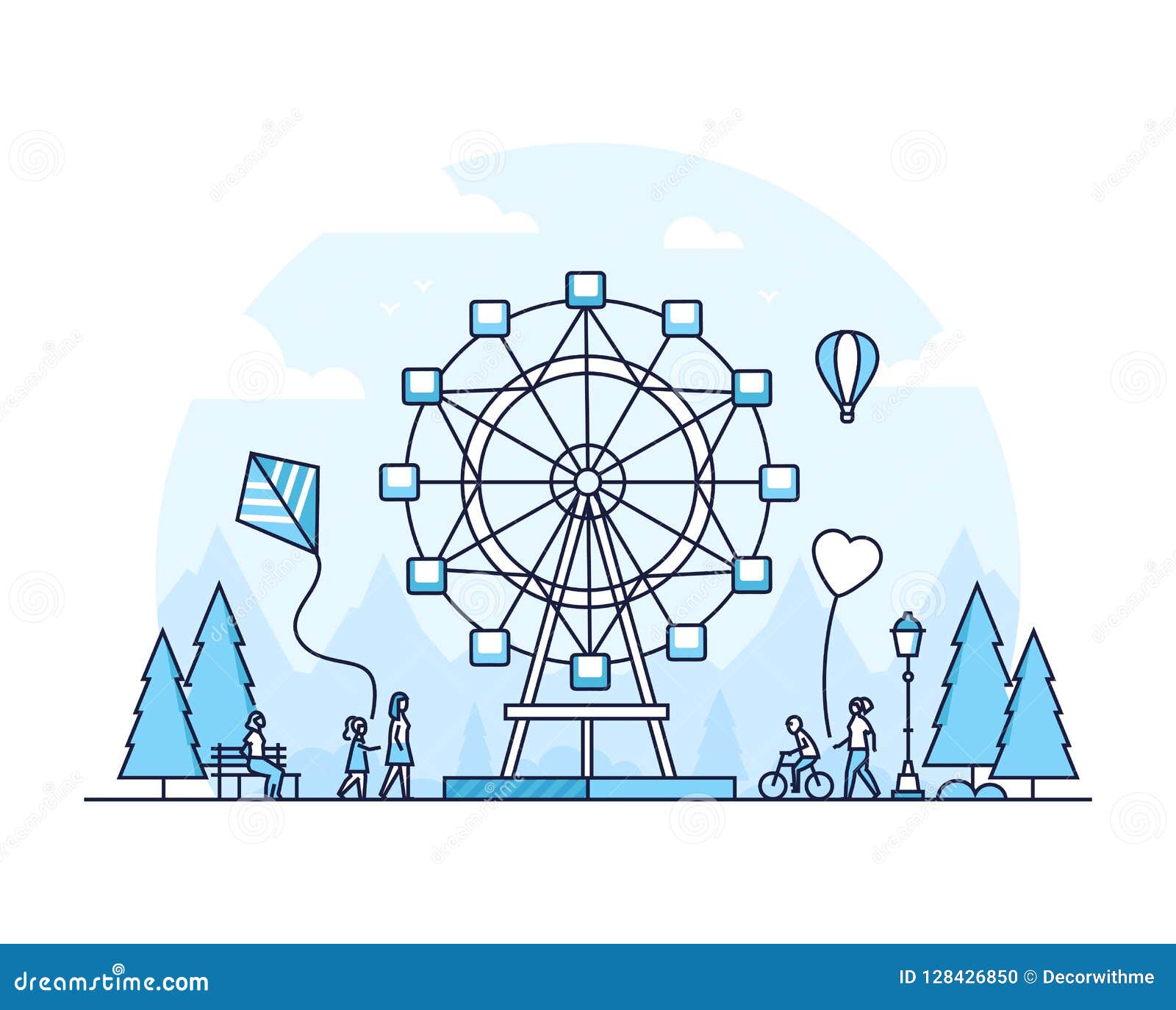 Big Wheel - Thin Line Design Style Vector Illustration Stock Vector ...