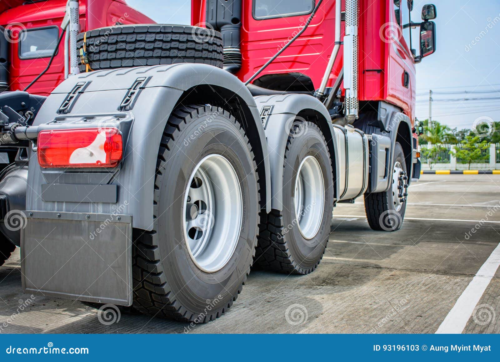 Rear Of The Tractor Unit. Visible Fifth Wheel Couplings Are Fitted To A ...