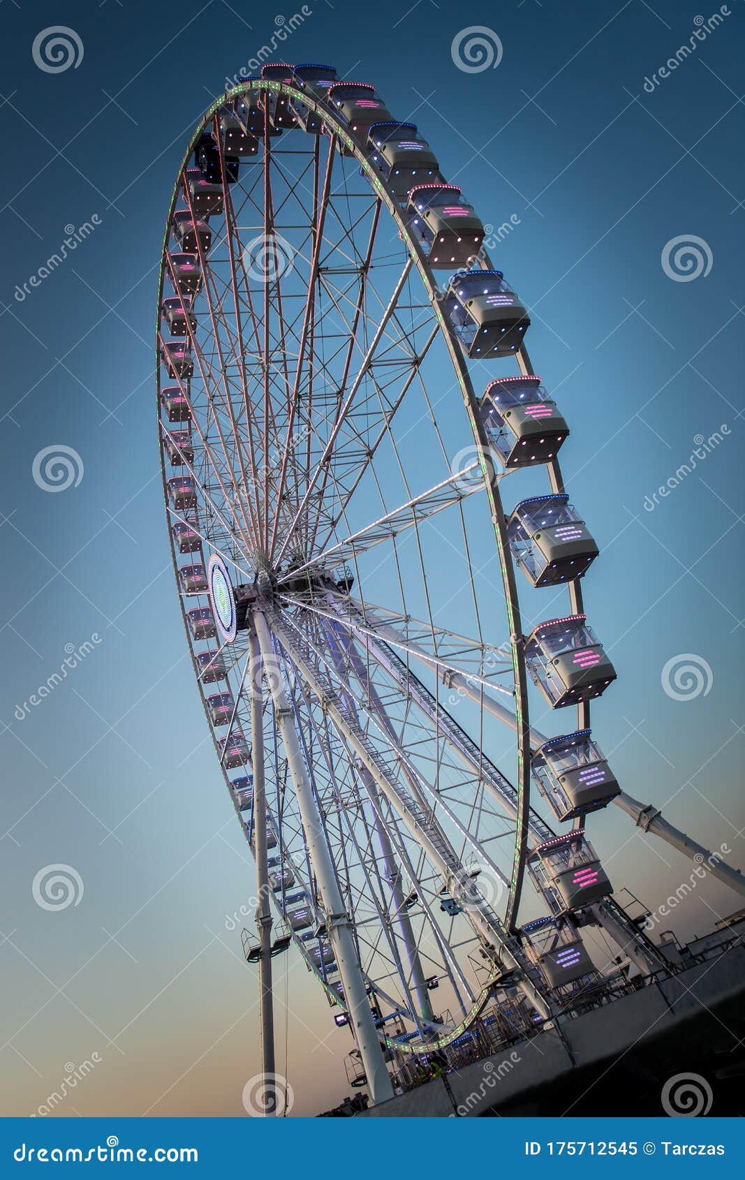 Big Wheel Amusement Park in the Evening Stock Image - Image of carnival ...