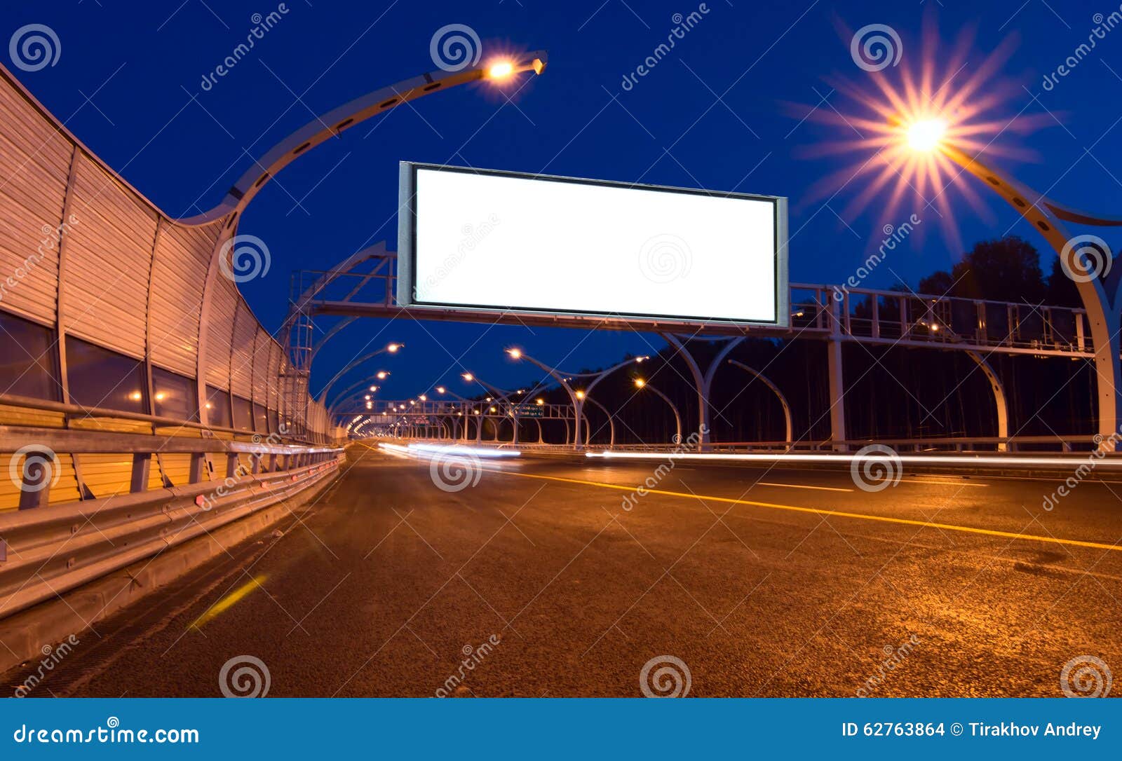 Big White Billboard on Night Highway Stock Photo - Image of bill ...