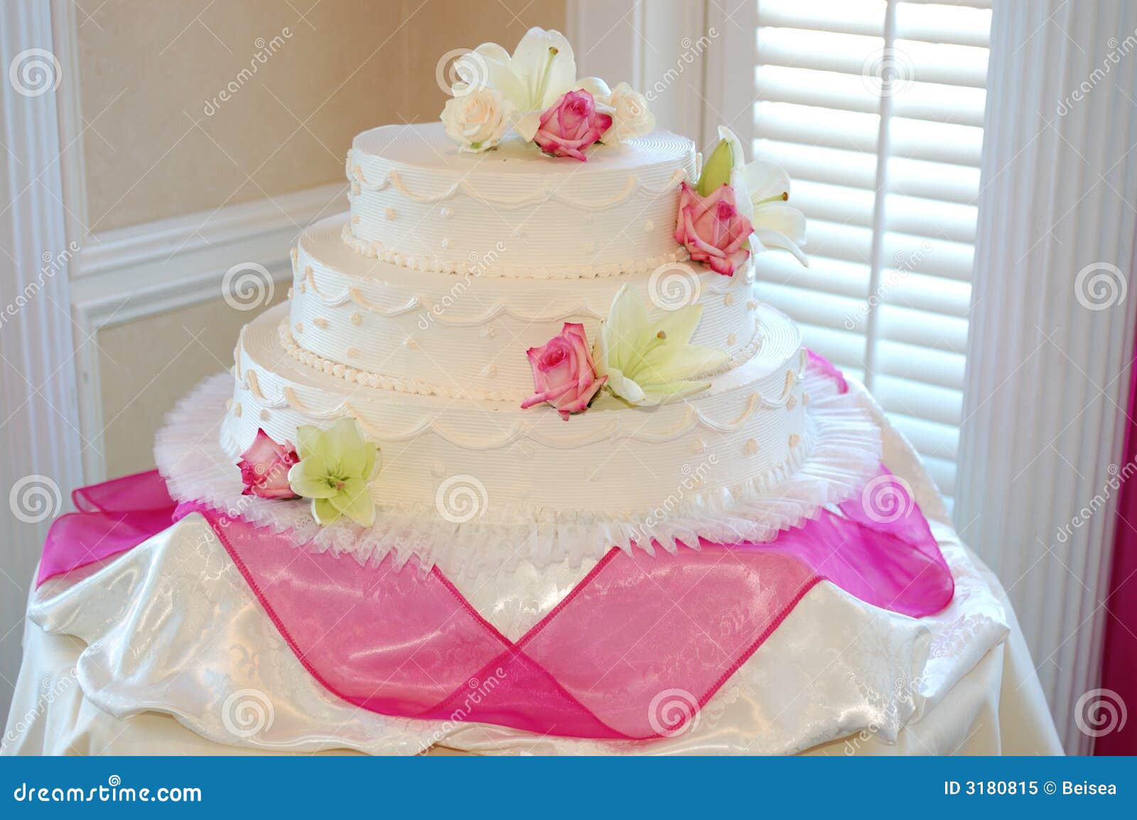 Big White Cake stock image. Image of rose, marriage, white - 3180815