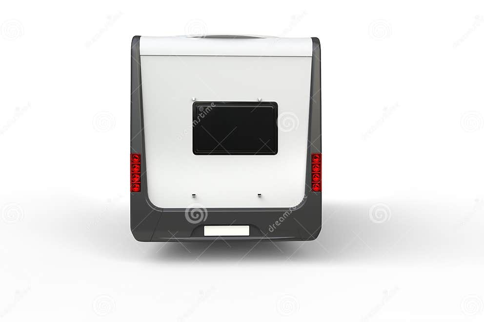 Big White Camper Van - Back View Stock Image - Image of camp, tour ...