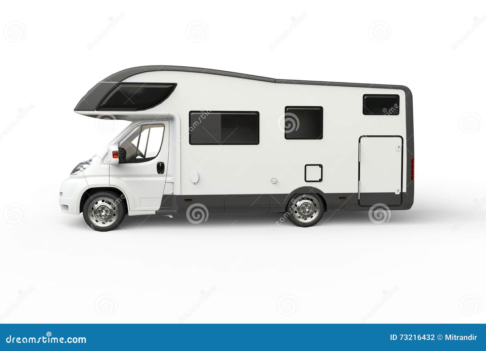 Big White Camper Van - Side View Stock Illustration - Illustration of ...
