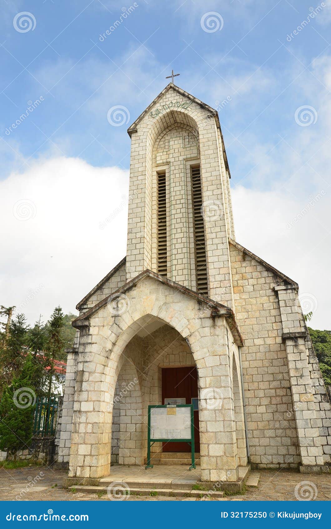 Big White Church among Blue Sky Stock Photo - Image of asian, religion ...