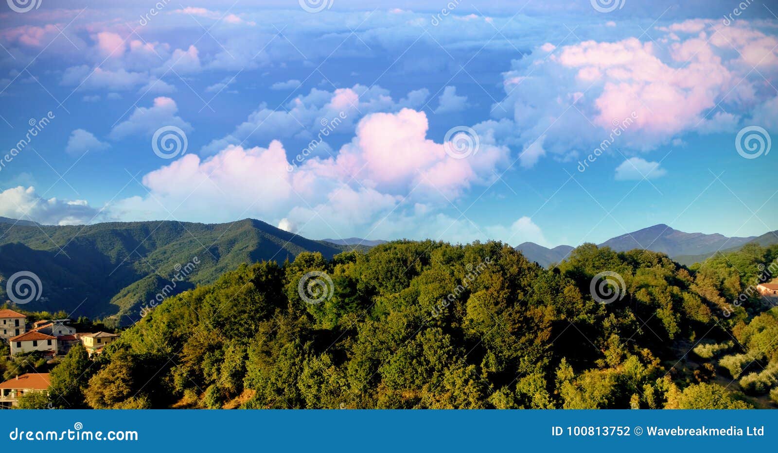 Big White Cloud in the Sky Overhead Grass Mountain Stock Photo - Image ...