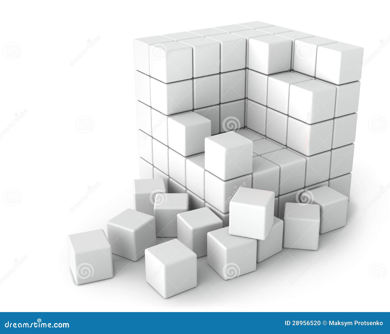 Big White Cube of Small Cubes on White Background Stock Illustration ...