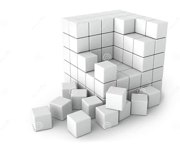 Big White Cube of Small Cubes on White Background Stock Illustration ...