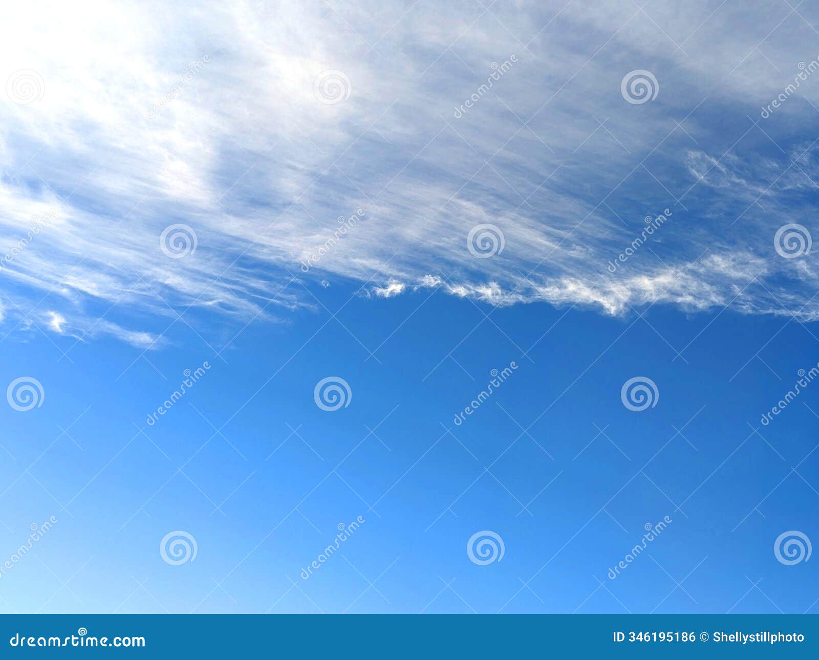 Big White Fluffy Clouds on a Blue Sky with Fine Wispy Lines Stock Photo ...