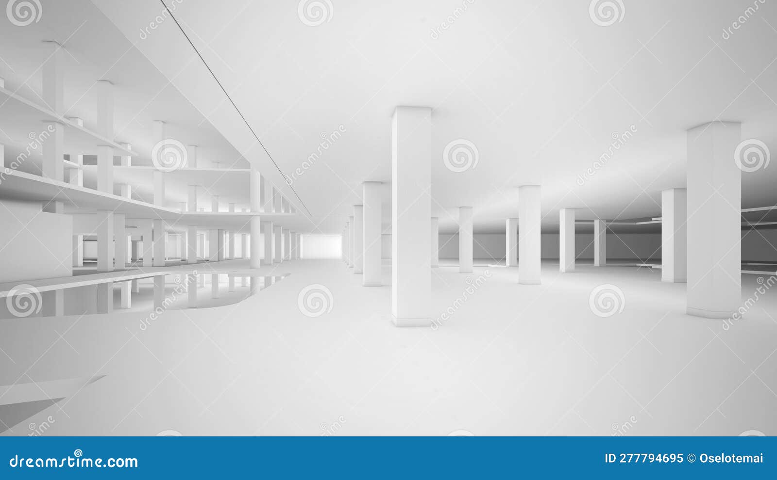 Big, White, Glistening Building Hall ,Area for Structural Work ,large ...