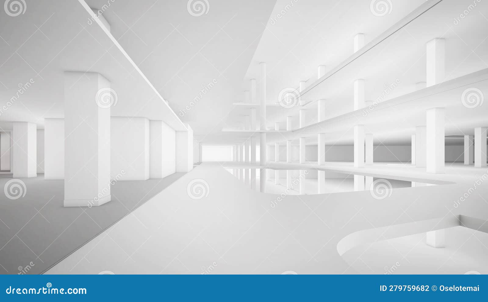 Big, White, Glistening Building Hall ,Area for Structural Work ,large ...